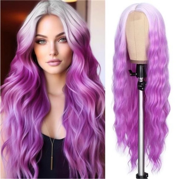 Fashiondeityshair | Hair | 28 Wig Wavy Omber Purple Middle Part Wig Mew ...
